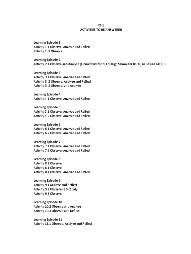 FS 1 Activities | PDF