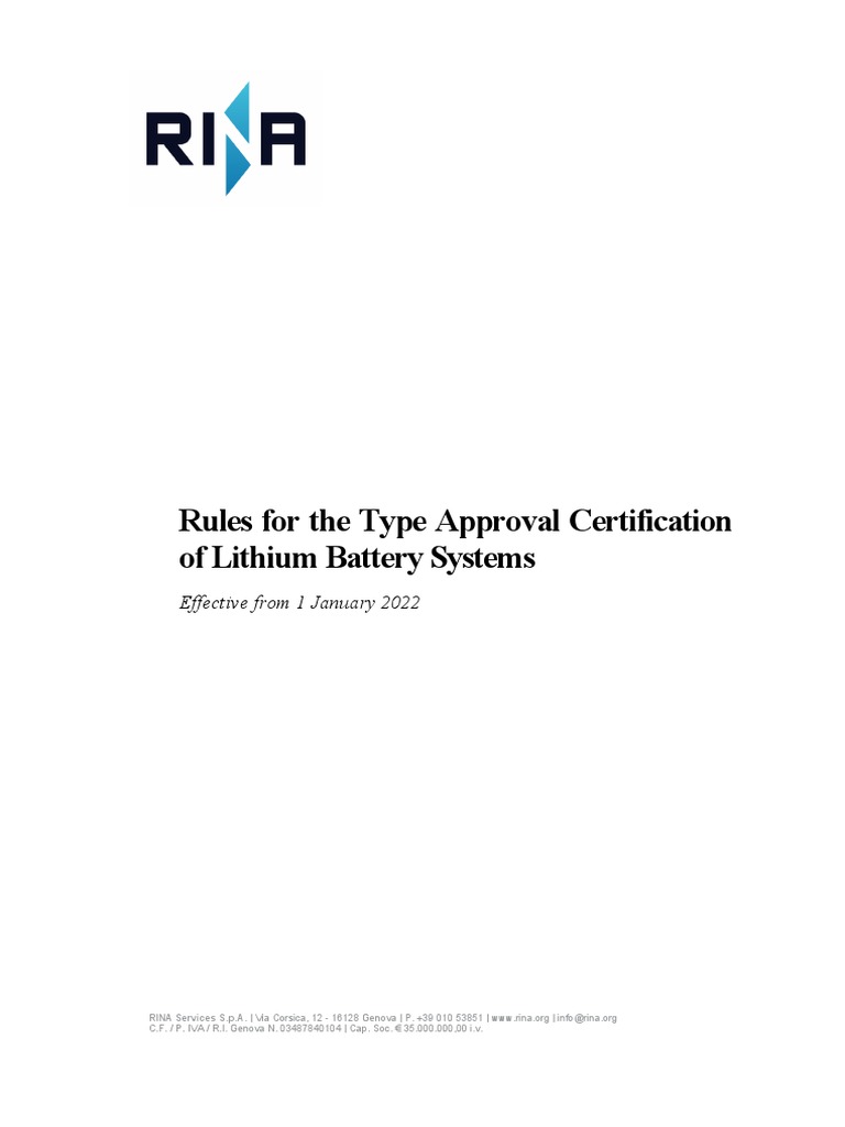 RINA NCC92 - Rules For The Type Approval Certification | PDF