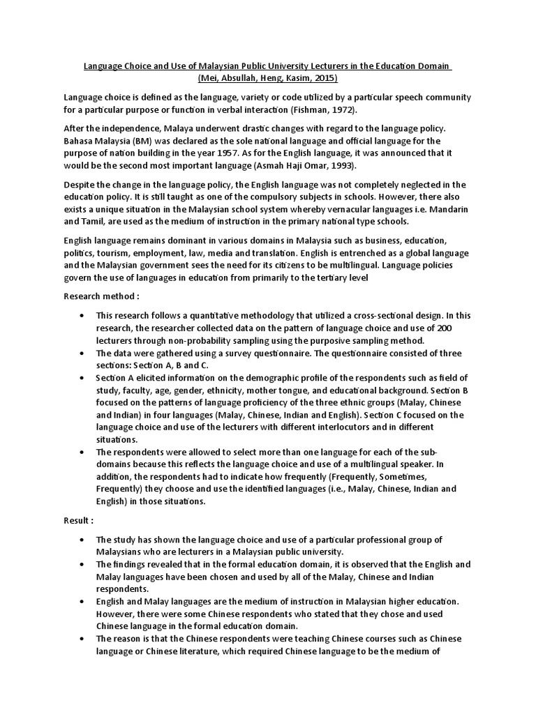 Language Choice Literature | PDF | Multilingualism | Linguistics