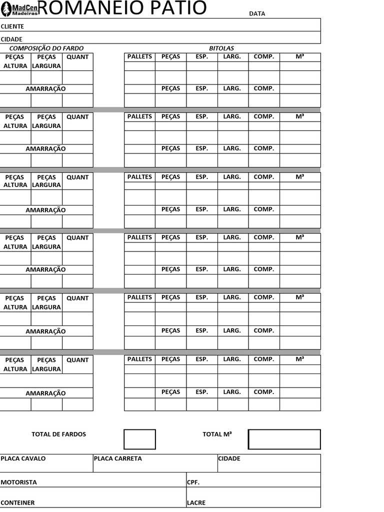 Romaneio Patio | PDF