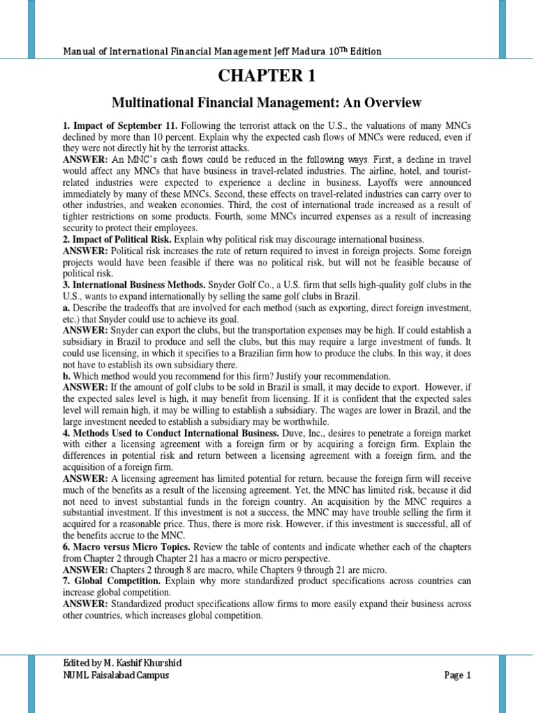 Manual of International Financial Management | PDF | Option (Finance ...