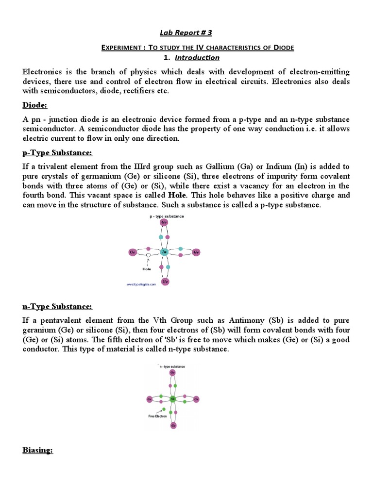 Lab Report IV Characteristics of Diode | PDF | P–N Junction | Diode