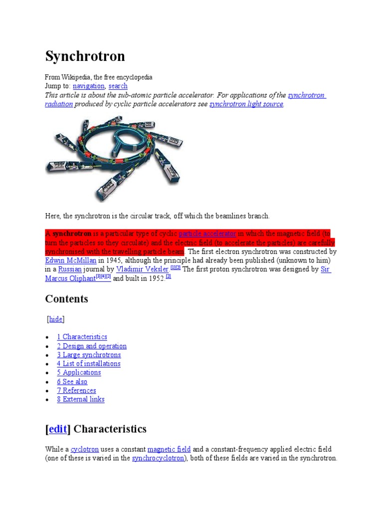 Synchrotron | PDF | Particle Accelerator | Particle Physics