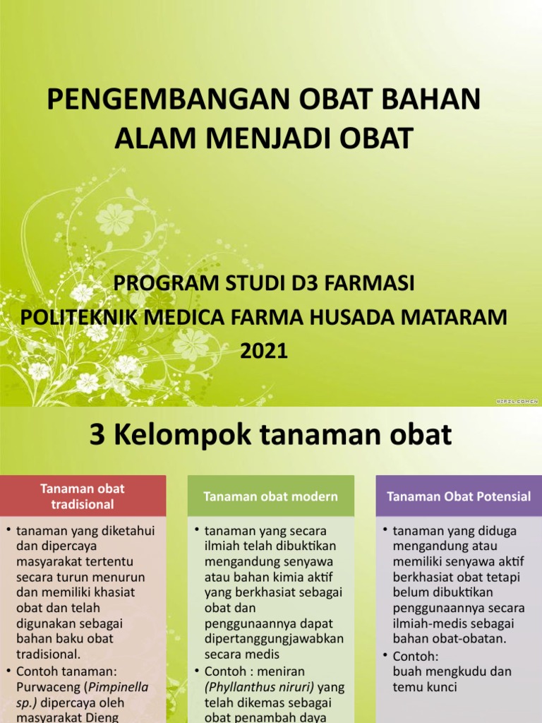 1 Pengembangan Obat Bahan Alam Menjadi Obat Pdf