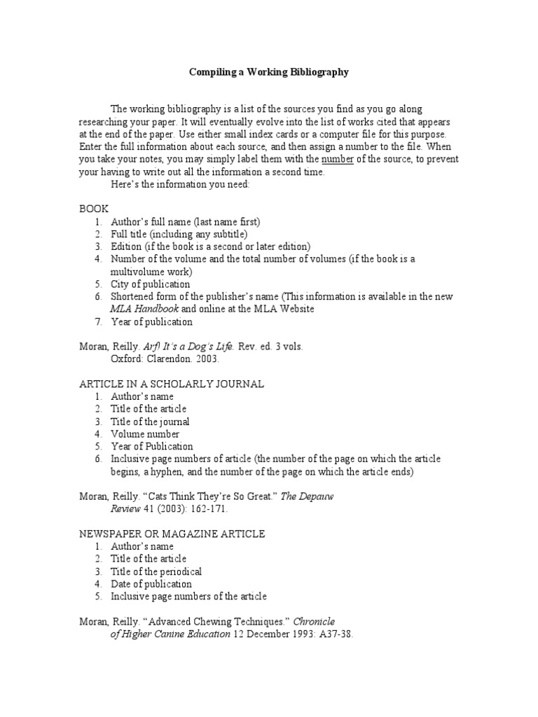 Compiling a Working Bibliography Guide | PDF | Computing | Written ...