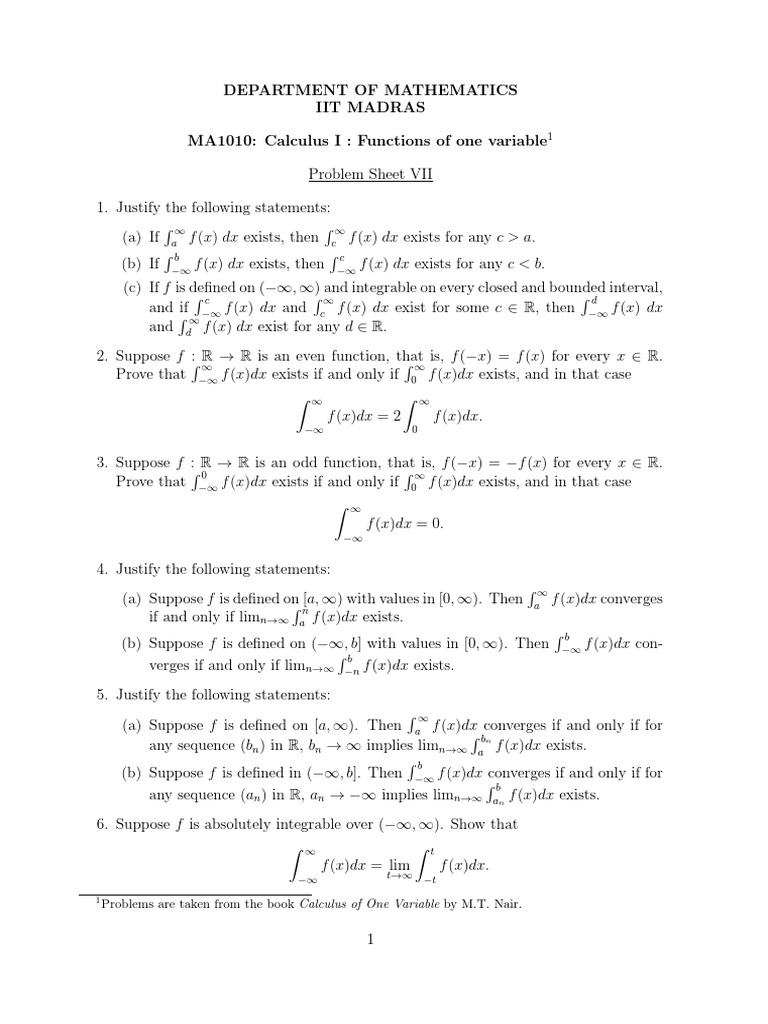Ma1010 2014 PS 7 | PDF | Function (Mathematics) | Calculus