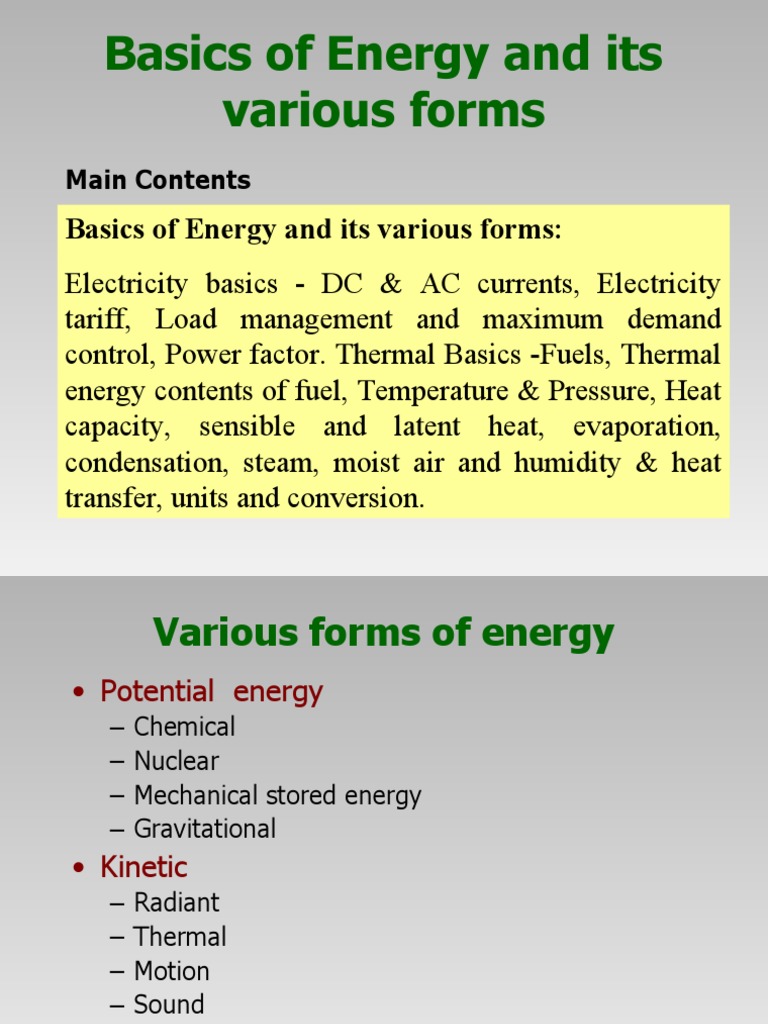 1.2 Basics of Energy and Its Various Formsn | PDF | Humidity | Calorie