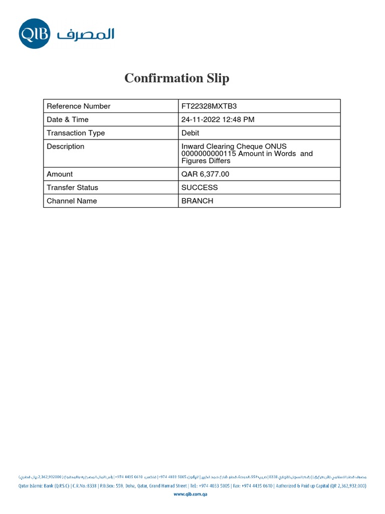 Confirmation Slip | PDF