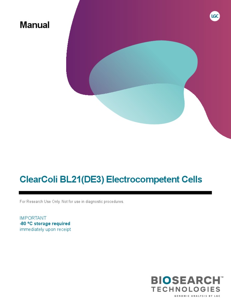 Manual COMCEL 008 ClearColi BL21 DE3 Electocompetent Cells | PDF | Lipopolysaccharide ...