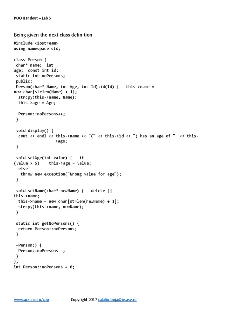 POO Handout - Lab 5 | PDF | Constructor (Object Oriented Programming ... POO Handout - Lab 5 | PDF | Constructor (Object Oriented Programming ...