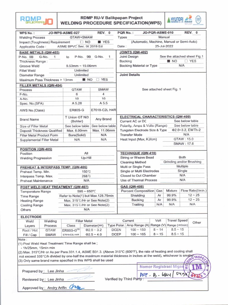 Jo WPS Asme 027 | PDF