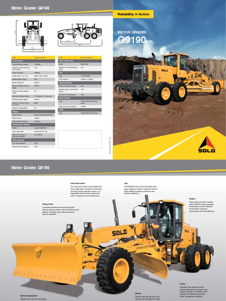 Volvo SDLG g9190 Motor Grader | PDF | Truck | Steering
