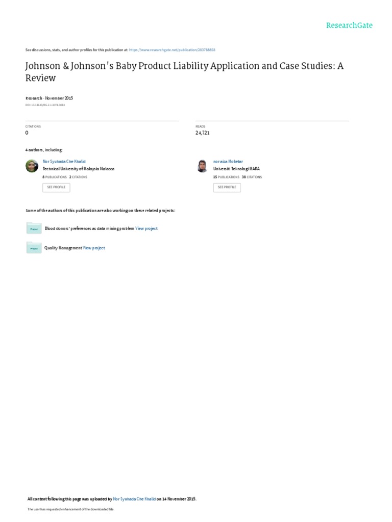 Johnson & Johnson Baby Product Liability | PDF | Johnson & Johnson ...