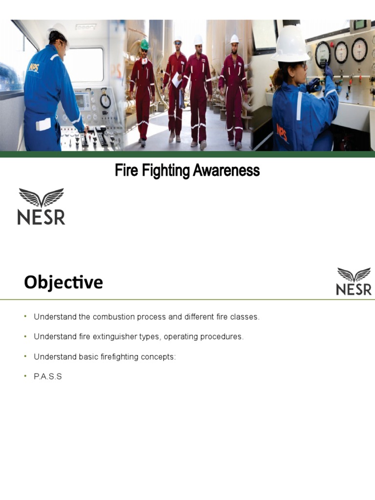 NESR HSE Training - Fire Fighting Awareness | PDF | Fires | Firefighting
