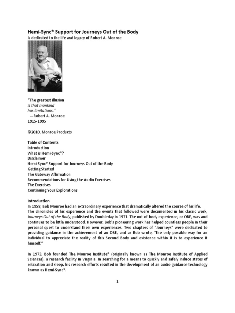 HemiSync Support For Journeys Out of The Body Manual | PDF | Sleep | Consciousness