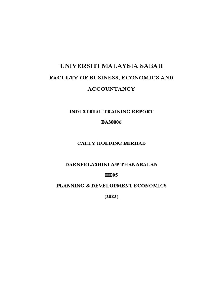 Caely Holdings Berhad Industrial Training Report | PDF | Exchange Rate | Theory