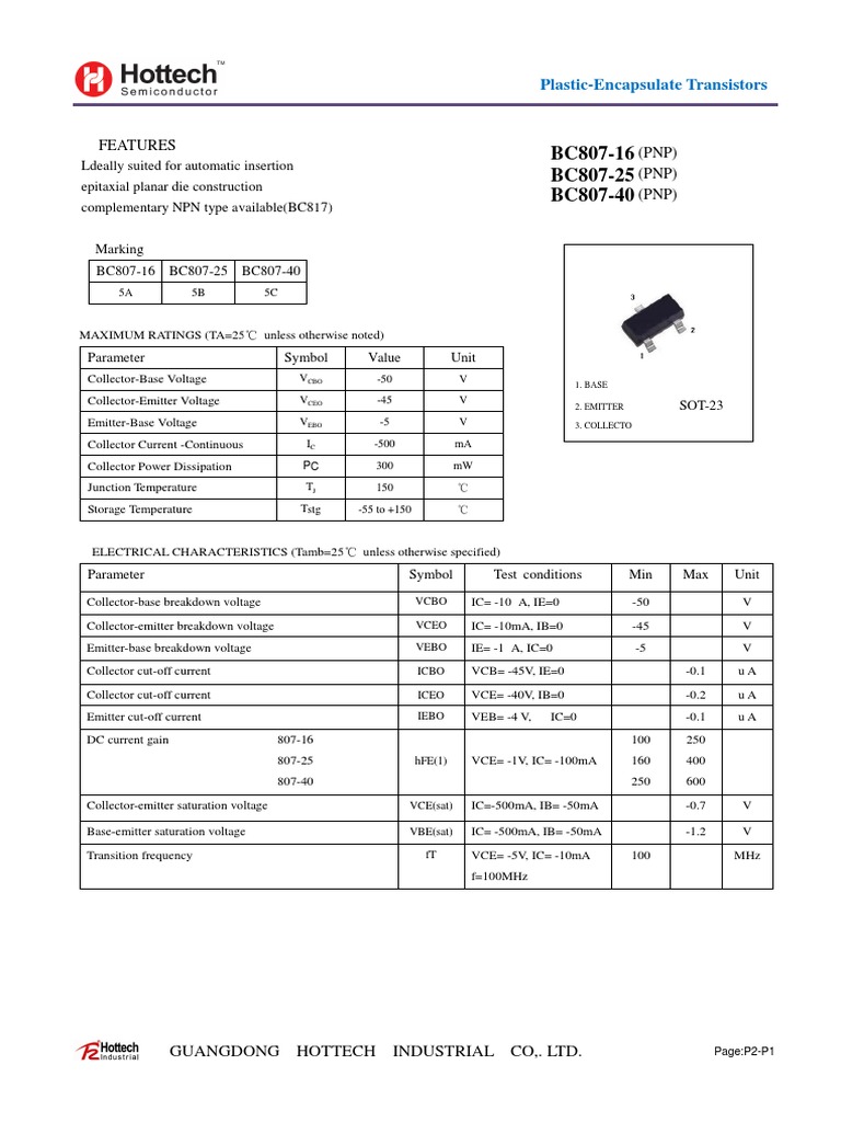 Datasheet | PDF | Bipolar Junction Transistor | Semiconductors