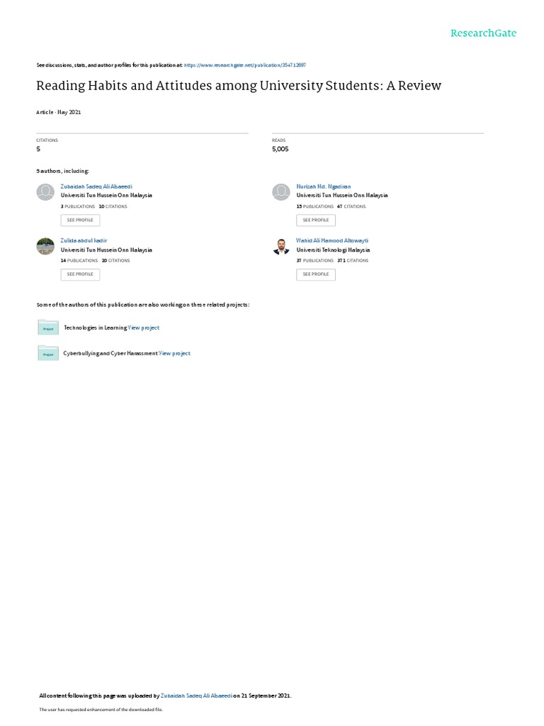 Reading Habitsand Attitudes Among University Students AReview | PDF ...