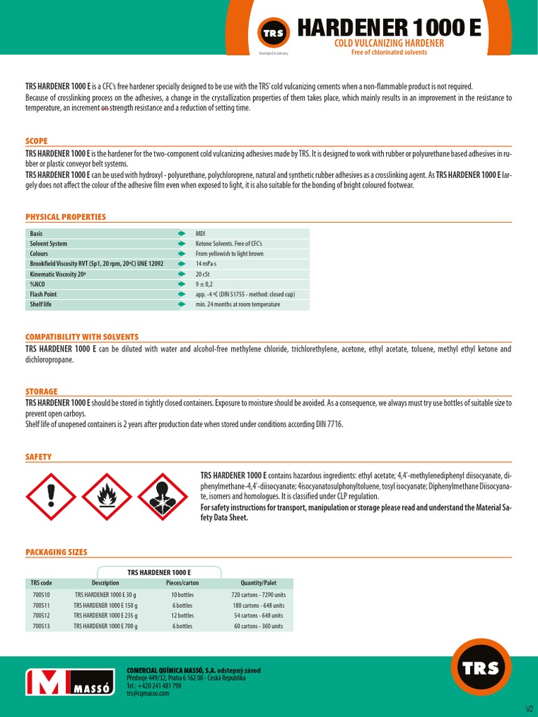 TRS HARDENER 1000 E Fitxa TDS Ang | PDF