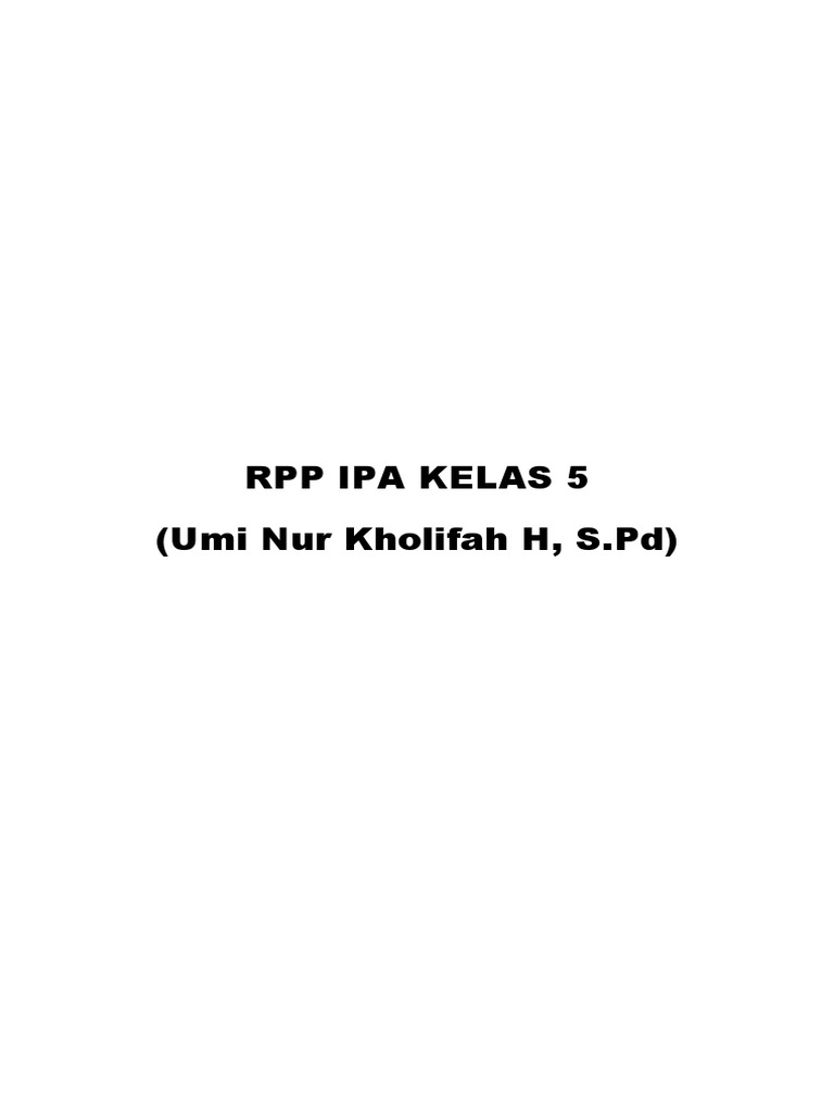 RPP Ipa Kelas 5 | PDF