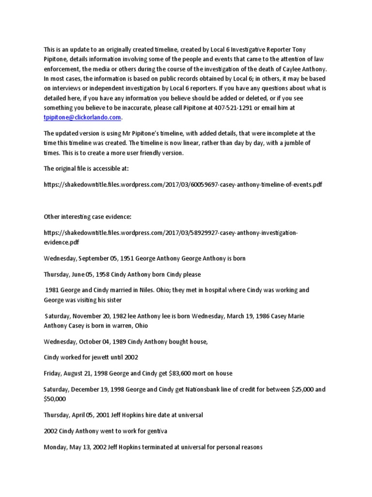 Casey Timeline - Includes Footnotes | PDF