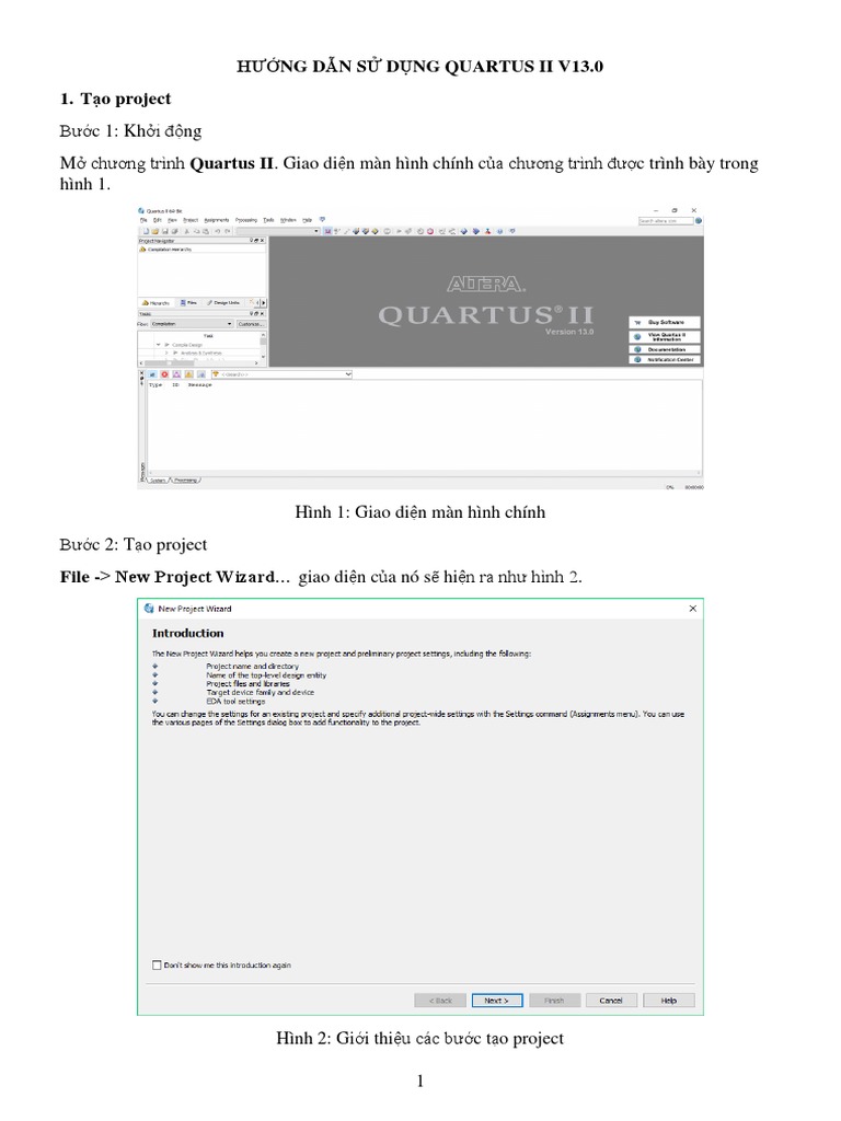 Bước 1: Khởi động Mở chương trình Quartus II. Giao diện màn hình chính của chương trình được ...