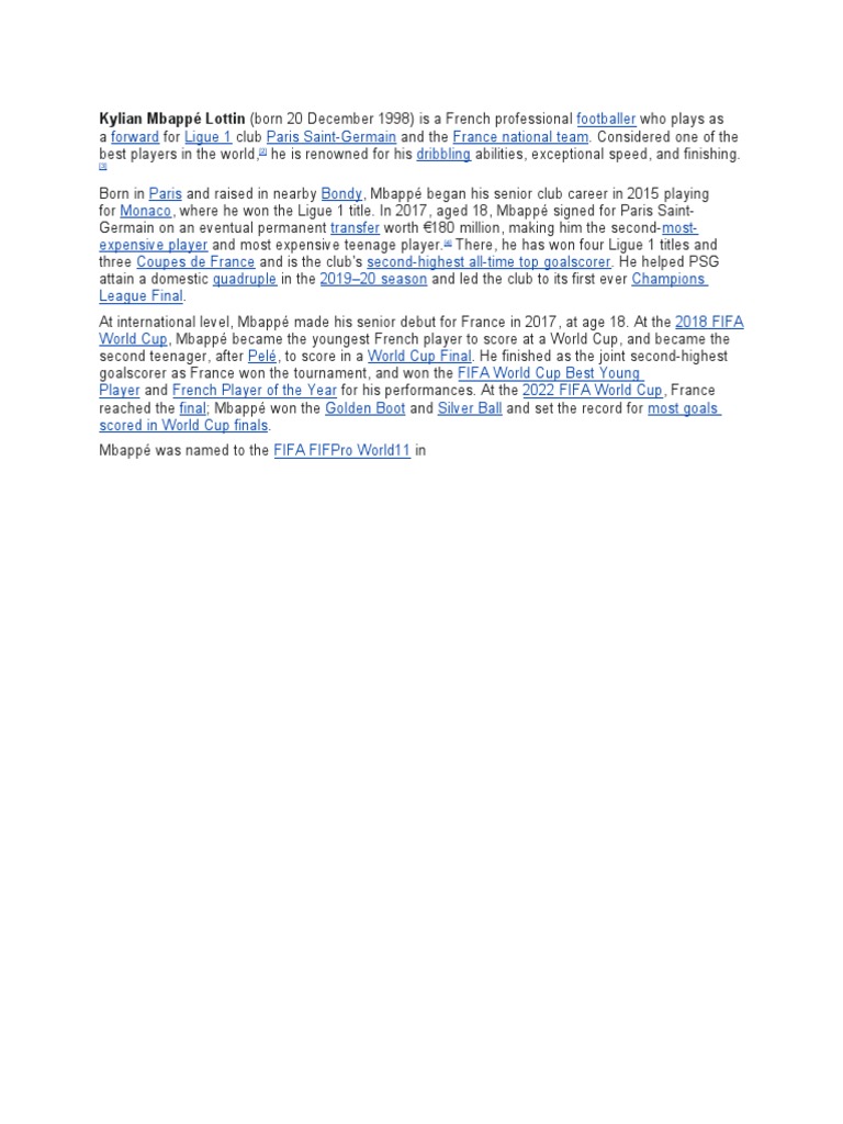 Kylian Mbappé Lottin | PDF
