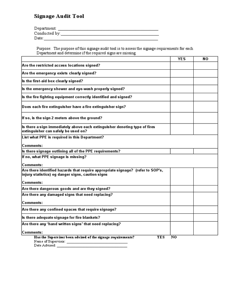 Assessing Signage Requirements: A Departmental Signage Audit Tool | PDF