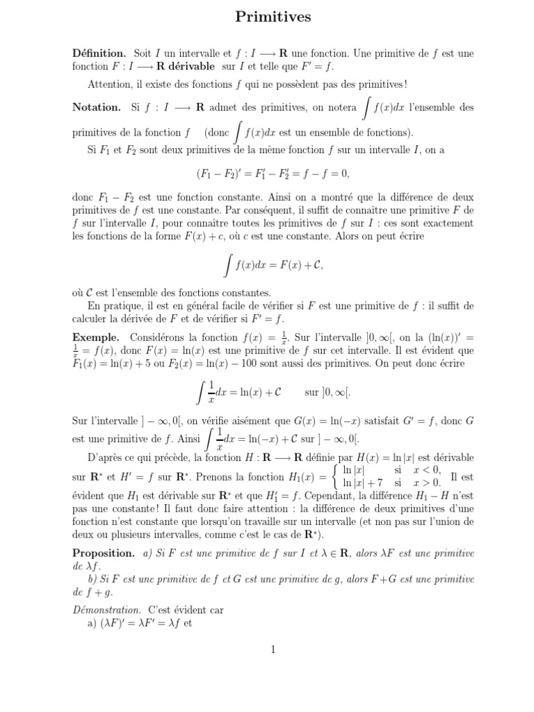 Primitives et Intégration Usuelle | PDF | Intégral | Mathématiques