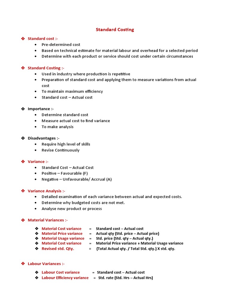 Standard Costing Download Free Pdf Budget Expense