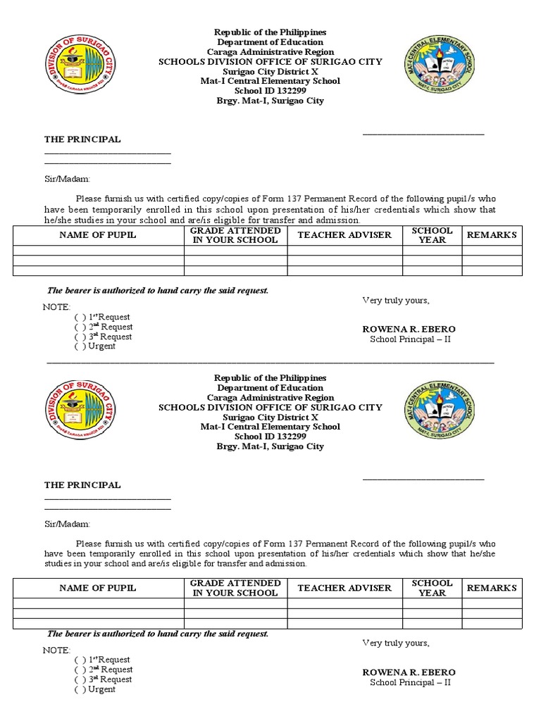 MAT I CES Request Form 137 | PDF