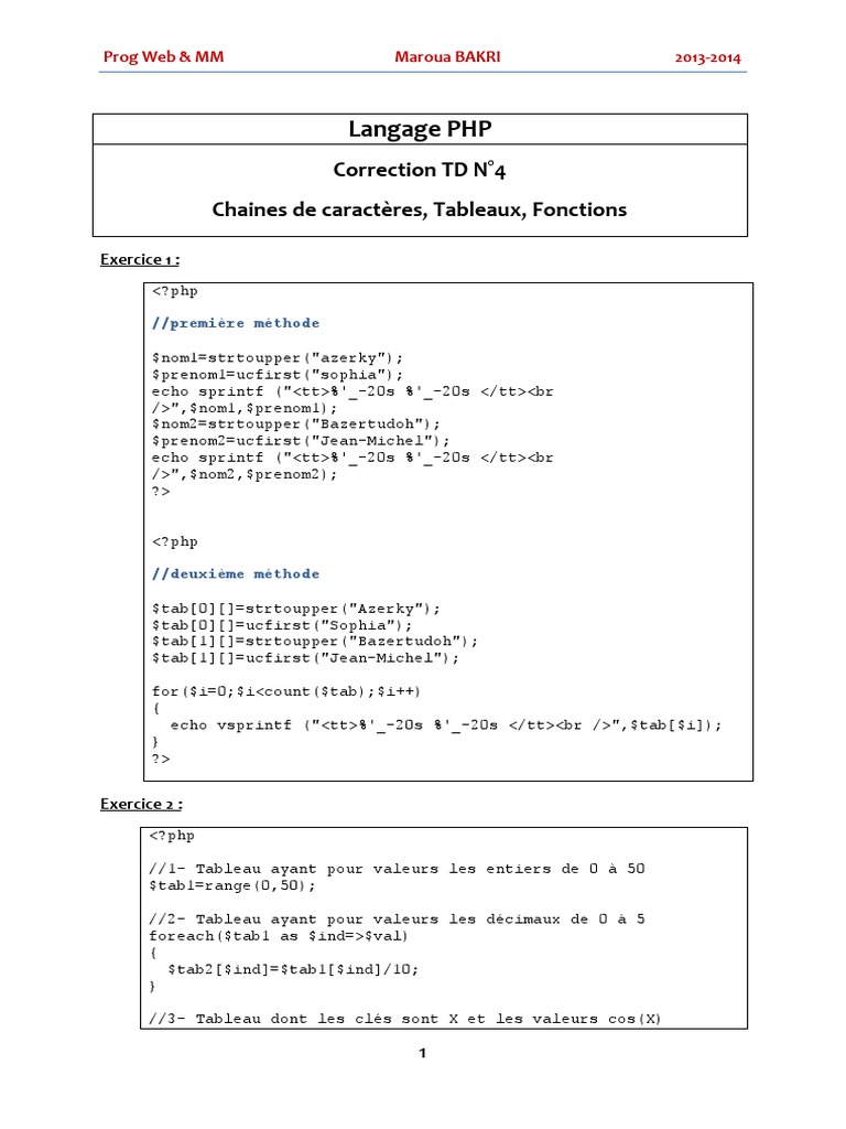 Correction TD4 PHP | PDF | PHP | Ingénierie informatique