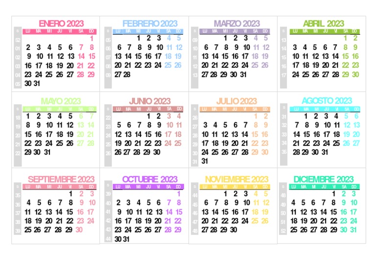 Calendario 2023 COLOR PASTEL - 221118 - 180029 | PDF