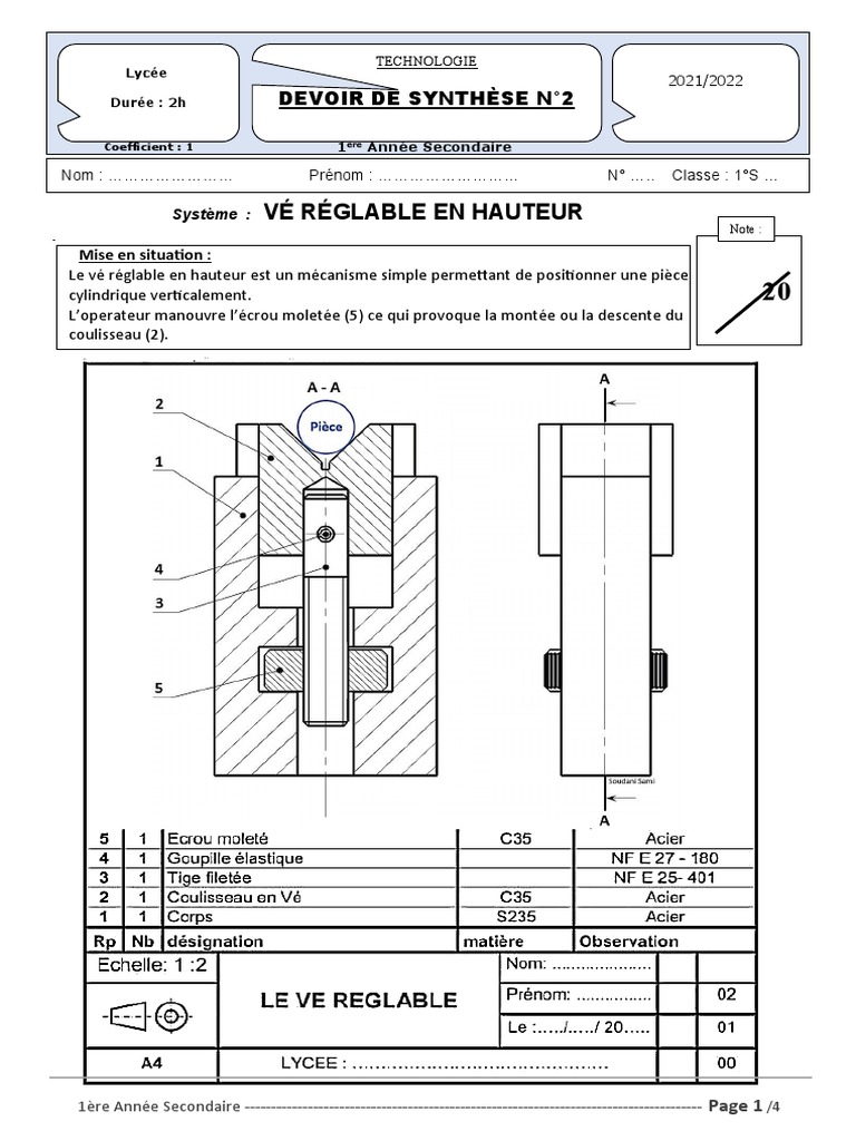 Ds1-1as-Vé Reglable en Hauteur-2022 | Download Free PDF | Ingénierie ...