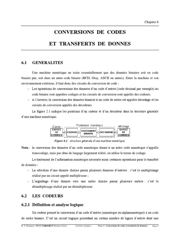 Conversions de codes et transferts de données | PDF | Écran à cristaux ...