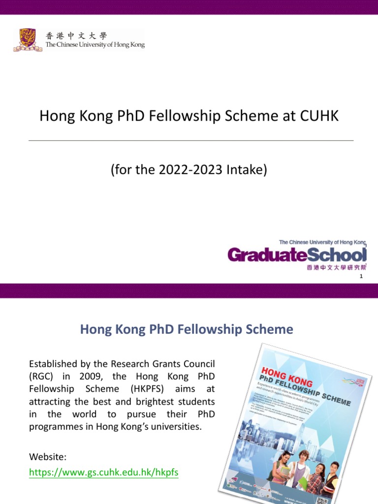 Overview of the Hong Kong PhD Fellowship Scheme at The Chinese ...