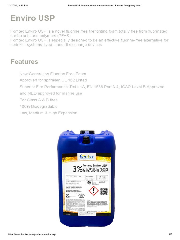 Fluorine Free Foam Concentrate for Firefighting | PDF | Fire Sprinkler ...