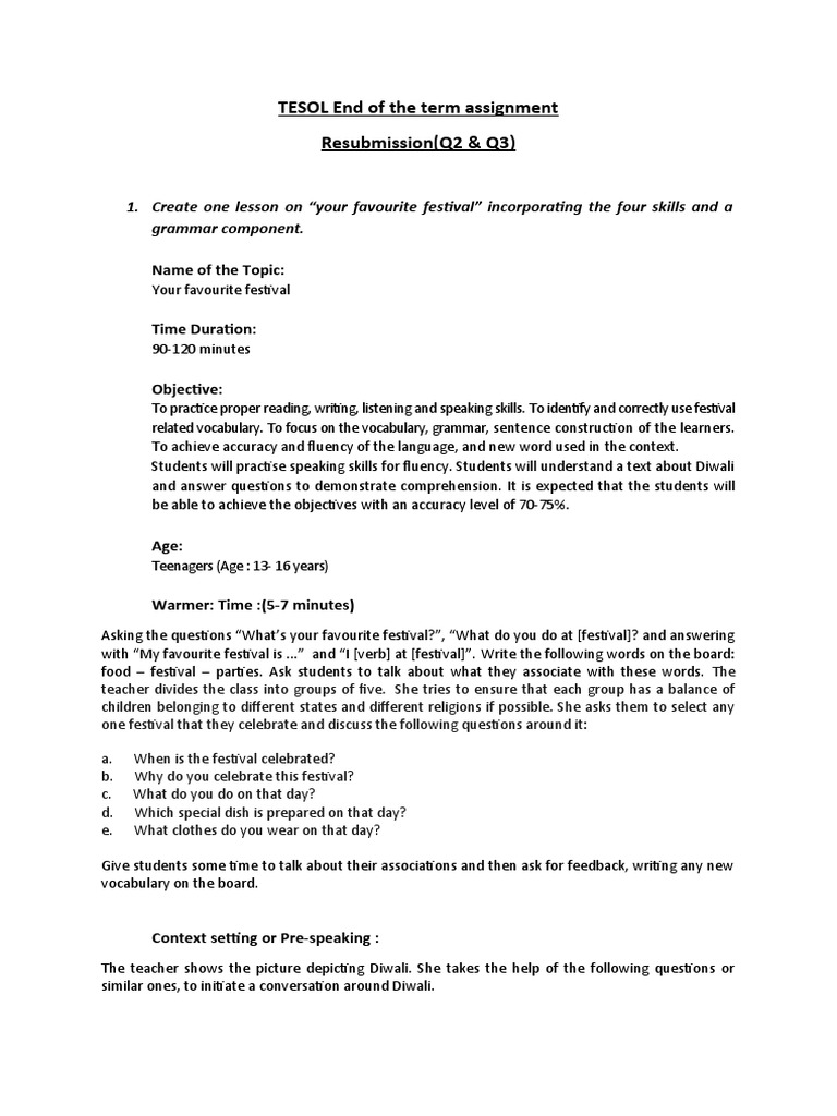 Final Term Lesson Plan (Resubmission) | PDF | Teachers | Learning