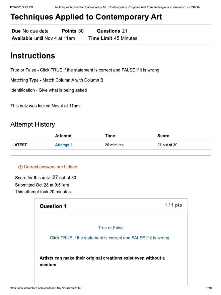Techniques Applied To Contemp Art Quiz Philarts | PDF