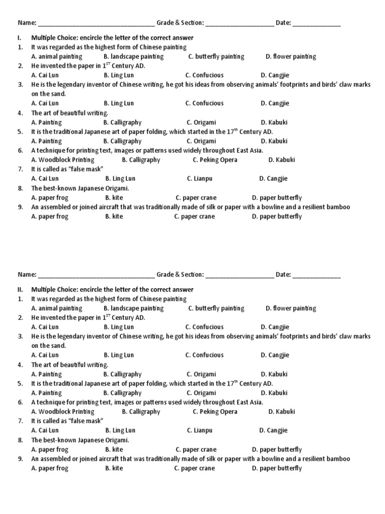 Assessment of East Asian Art, Calligraphy, Architecture and Theatre ...