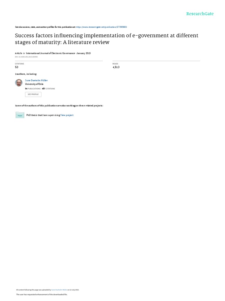 Success Factors Influencing Implementation of E-Government at Different Stages of Maturity A ...