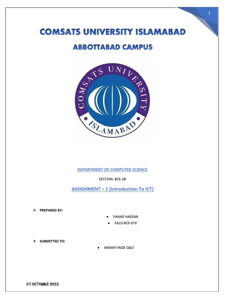 Ict Assignment 1 Pdf Microcomputers Computer Memory