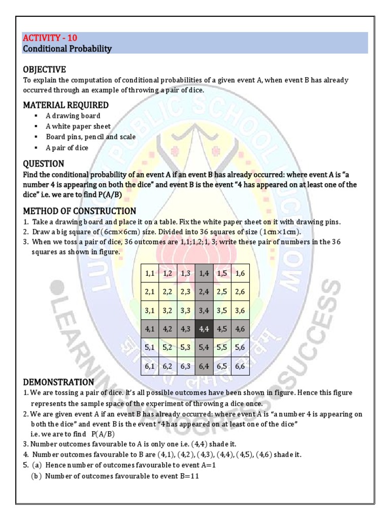 Activity10 Conditional Probability | Download Free PDF | Probability | Statistics