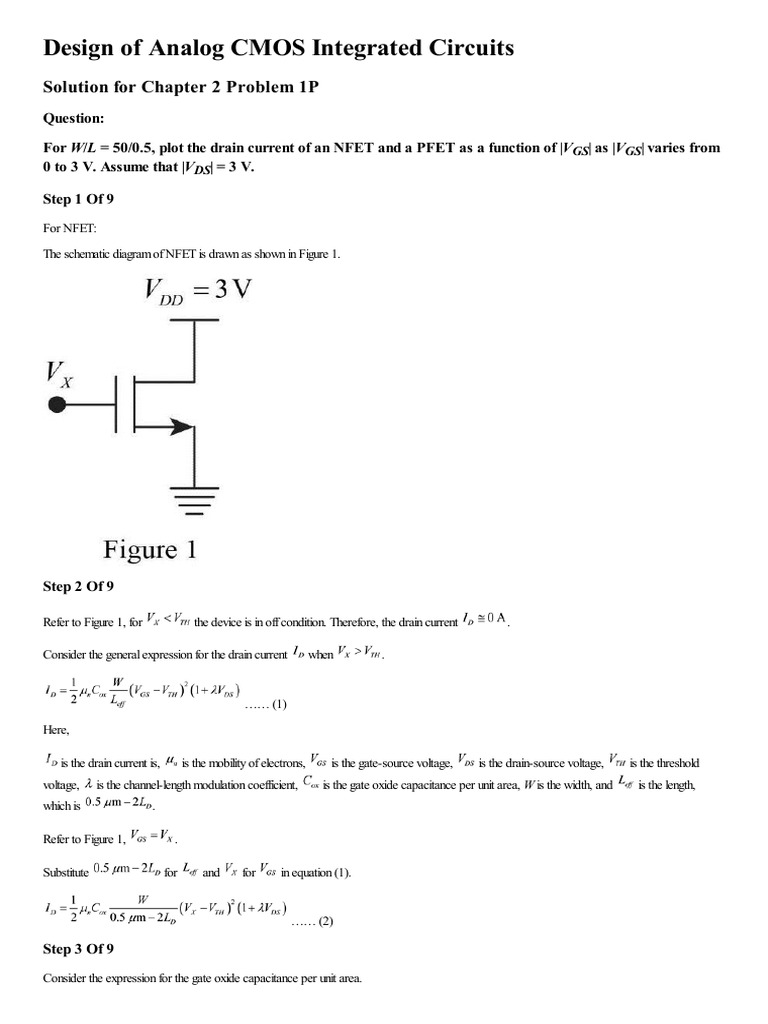 a拉扎维模拟CMOS集成电路第二版最新答案 | PDF | Mosfet | Field Effect Transistor