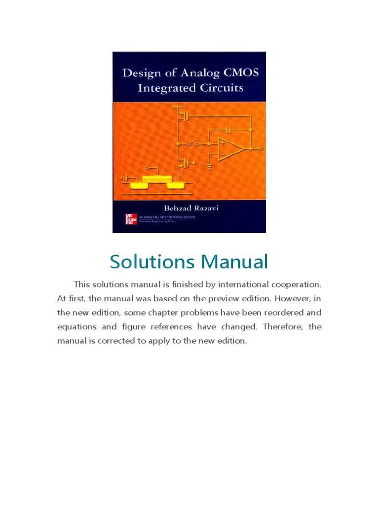 模拟CMOS集成电路设计（拉扎维 Razavi）答案 | PDF | Computers | Technology & Engineering