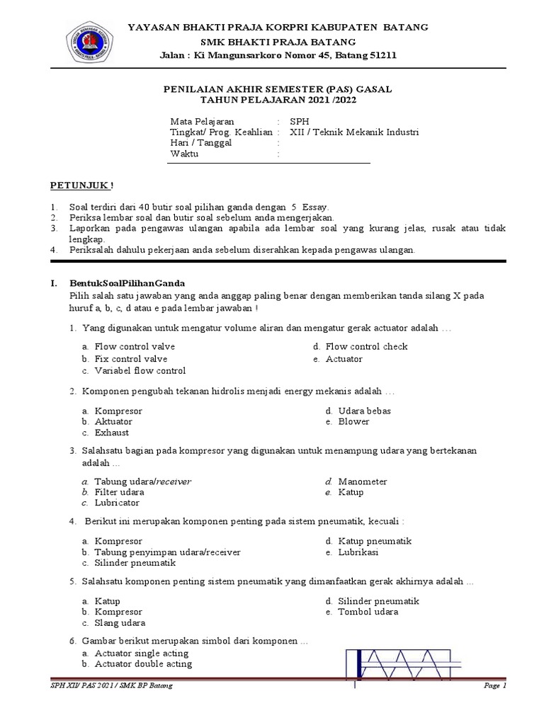 Soal PAS - SPH XII TMI Gasal | PDF