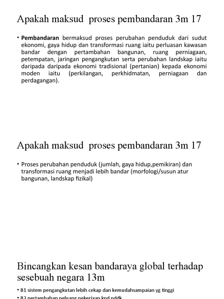 Apakah Maksud Proses Pembandaran 3m 17 | PDF