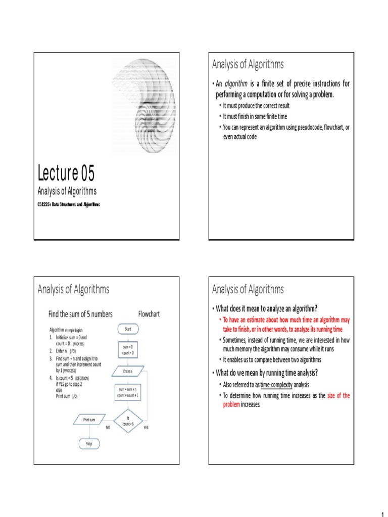 Cse225 Lecture 05 Analysis Of Algorithms Pdf Algorithms Matrix 