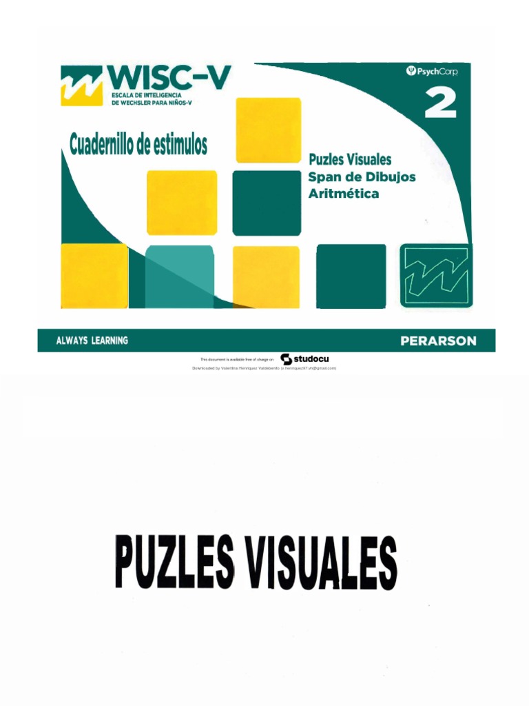 WISC-V. Cuadernillo de Estímulos 2 | PDF