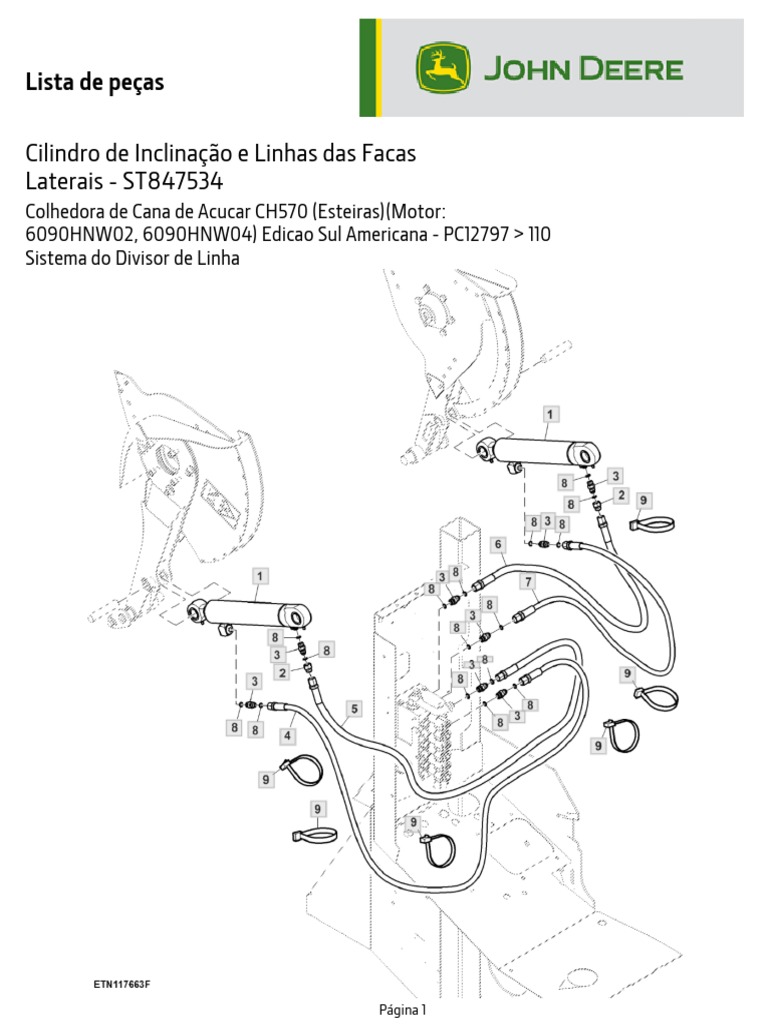 Sistema Do Cortador de Pontas - Cilindro de Inclinação e Linhas Das ...